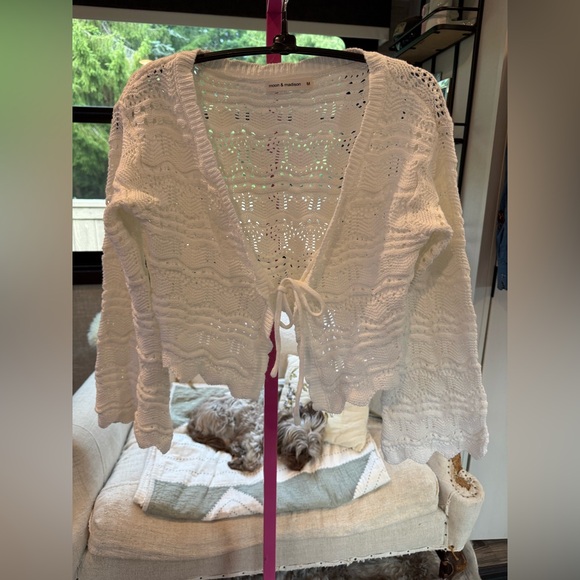 moon & madison | Sweaters | Moon Madison Cream Crochet Cardigan Medium ...